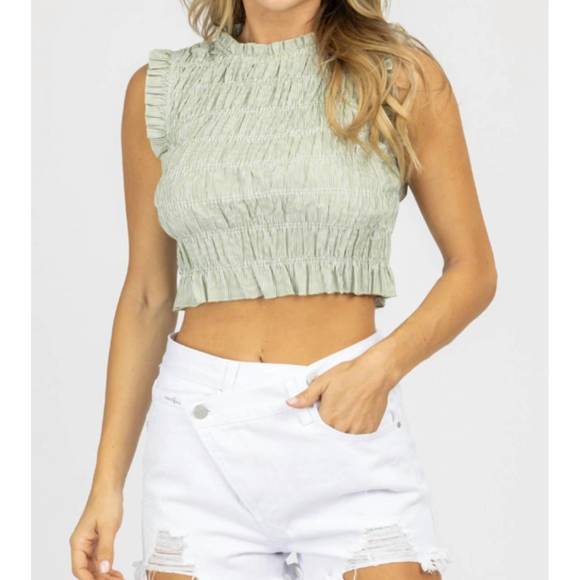 emory park | Tops | New Emory Park Smocked Sleeveless Top In Sage ...